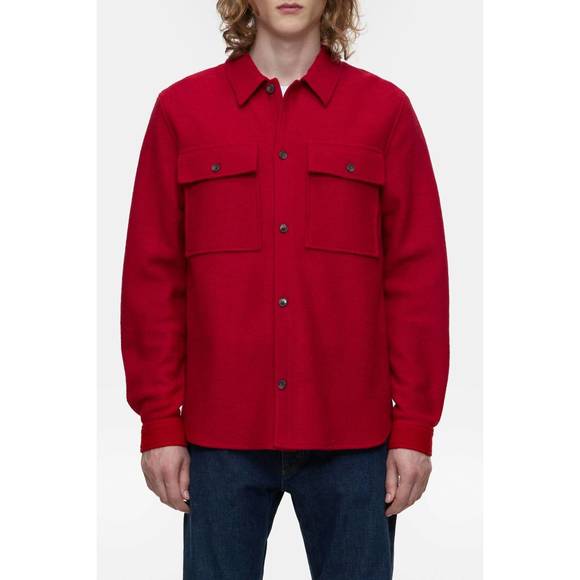 Closed | Shirts | New Closed Wool Shirt In Chili Pepper Red | Poshmark